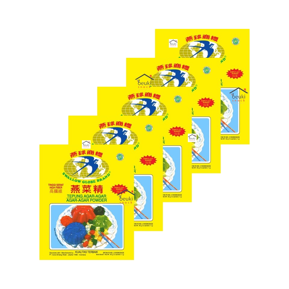 PUTIH 5PCS Original Swallow Plain Globe Brand Agar, Clear White Jelly ...