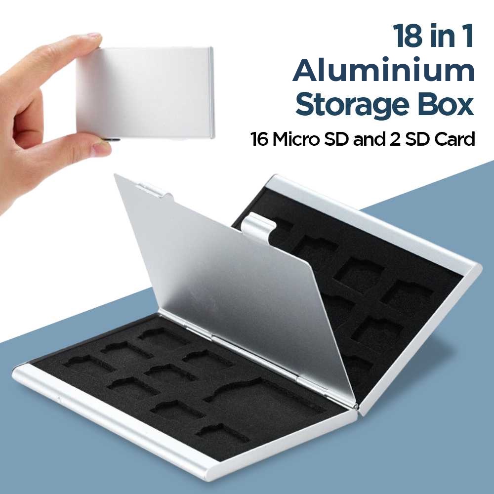 18 in 1 Aluminum 16 Micro SD and 2 SD Card Storage Box Original ...