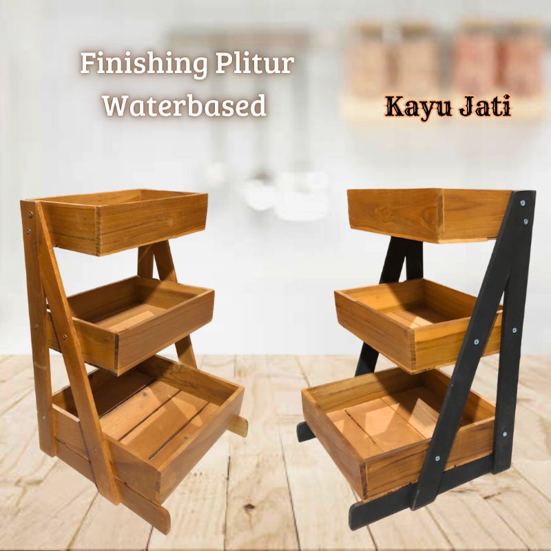 3 Tier Teak Wood Onion Rack with Waterbased Polished Finish | Shopee ...