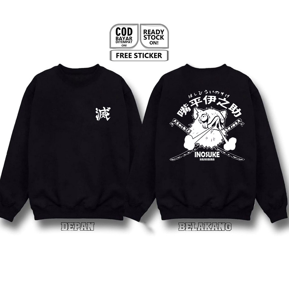 New Stock CREWNECK SWEATER INOSUKE HASHIBIRA KIMETSU NO YAIBA WIKIA AOI ...