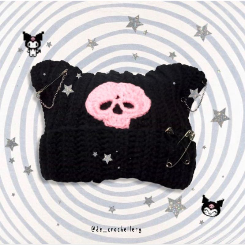 Kuromi Crochet Hat | Kuromi Knitted Hat | Cat Ear Beanie Crochet ...
