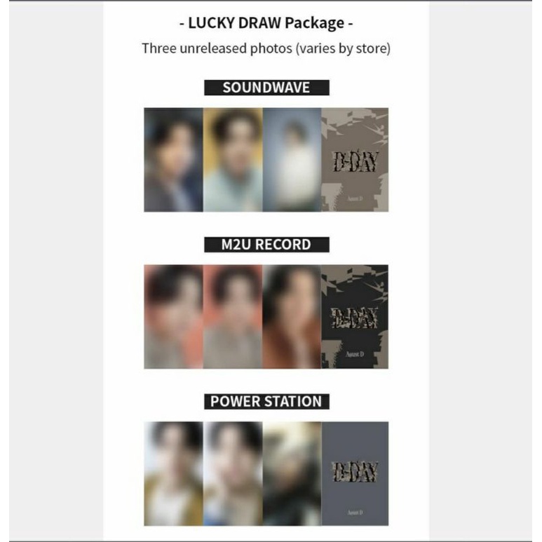 Bts SUGA D-DAY Lucky Draw Set Album | Shopee Singapore