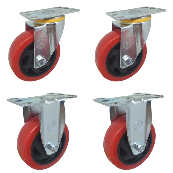 Taiwan 4 Inch Pu Medium Techno Wheel Trolley Wheel (2 On 2 Off ...
