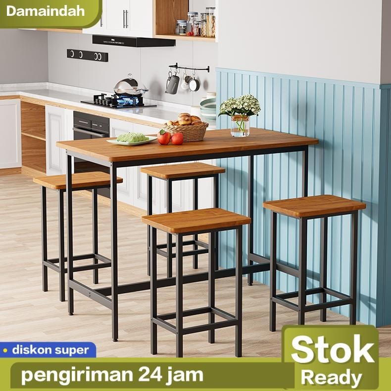 Set of 4 Minimalist bar Chairs Cafe Table Long Table Barista Table Mini ...