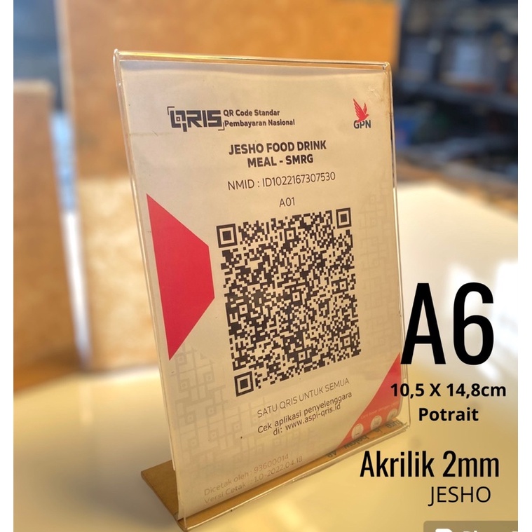 Acrylic tent card holder A6 L type portrait brochure holder / Qris ...