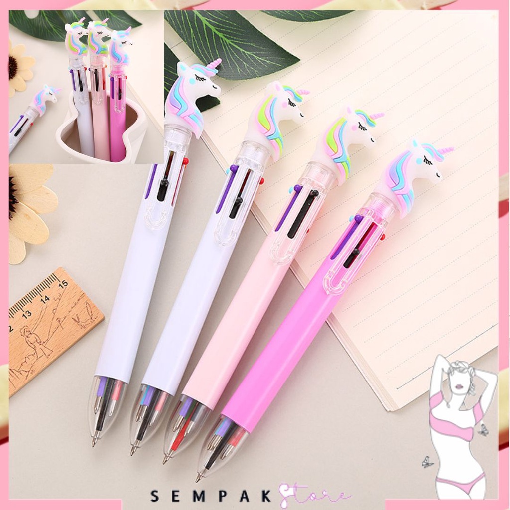 Ss Mechanical Character Pen 6 Colors Unicorn Full Moon Colorful Unicorn ...