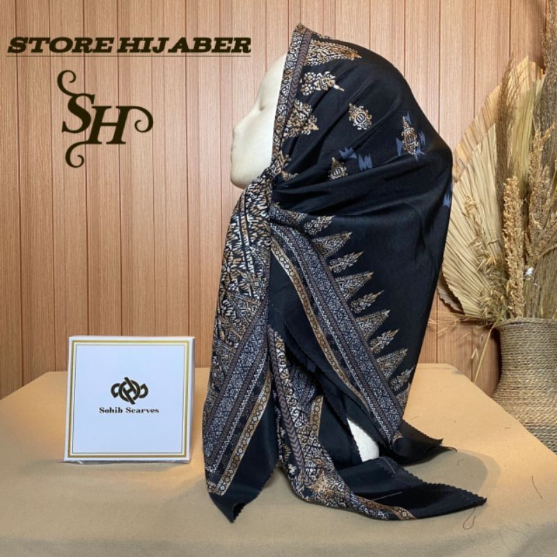 Black SK Motif Voal Rectangular Hijab (Exclusive Box) | Shopee Singapore