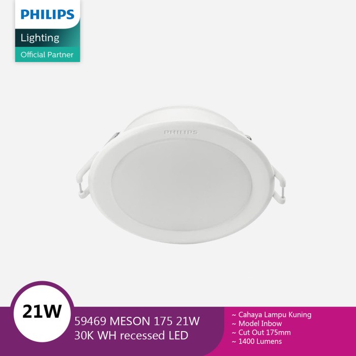 Philips Downlight 59469 MESON 175 21W 30K WH Recessed LED Yellow ...