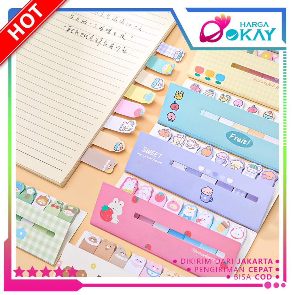 Ho Cute Animal Character Bookmark Sticky Notes Character Bookmark 8IN1 ...