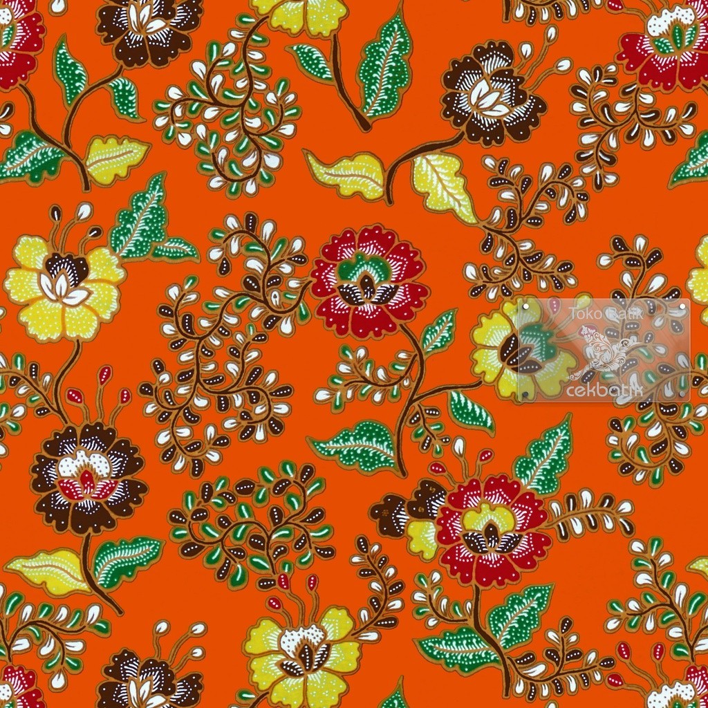 HIJAU MERAH MAWAR Bright Motif Batik Fabric 3 Roses Red Yellow and ...