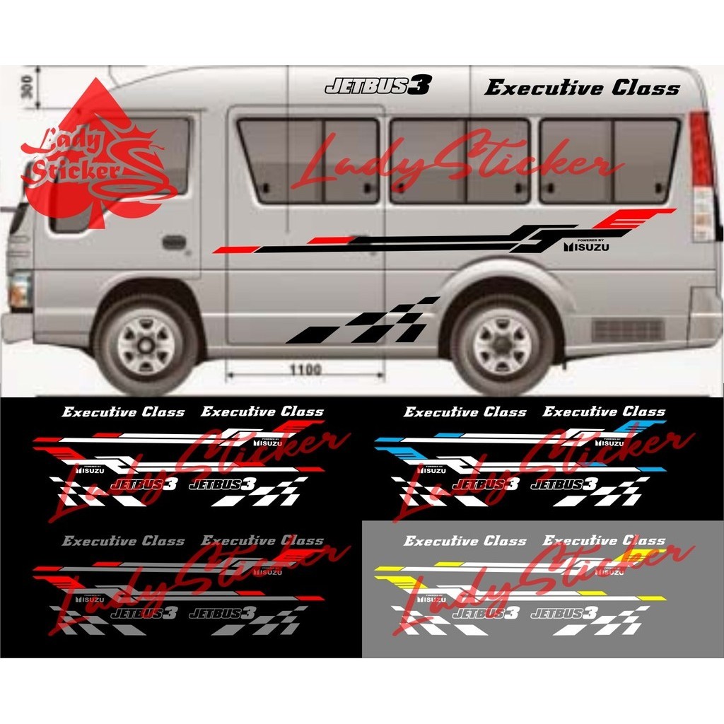 Cutting sticker Car mini bus isuzu elf short striping sticker body Side ...