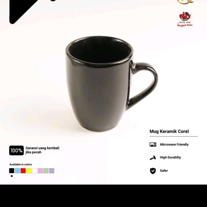 Black Corel Mug Glass Handle Porcelain Ceramic Material Durable Thick ...