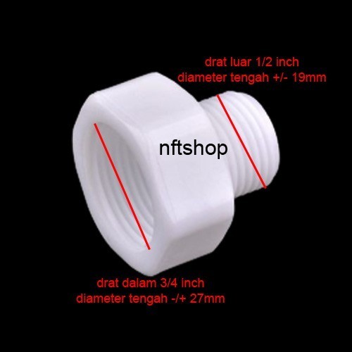 Sok Reducer Drat In 3/4 Inch x Drat Outside 1/2 Inch | Shopee Singapore
