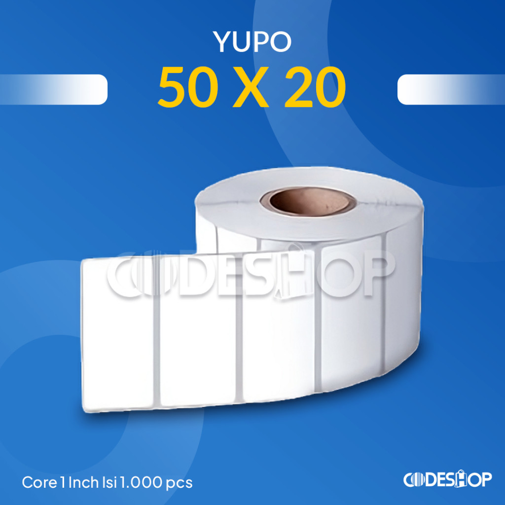Yupo Label Paper 50 x 20 Barcode Sticker 50x20 Contents 1000 pcs ...