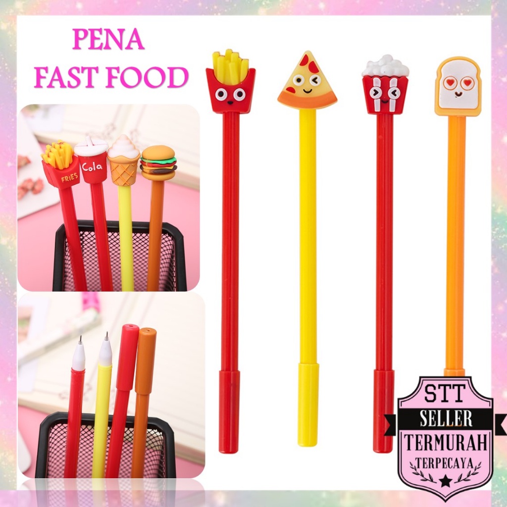 Stt Fast Food Pen Cute Character Pen Junk Food Burger Soda Cola French ...