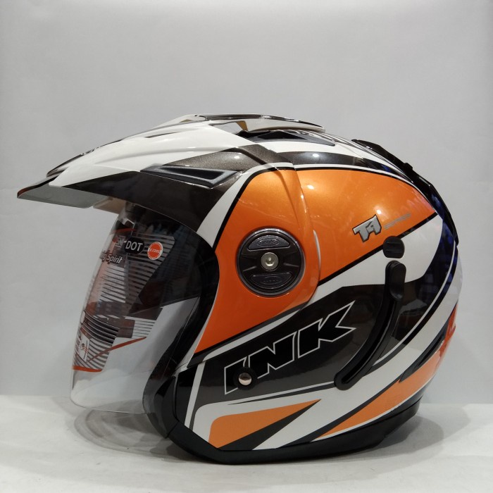 [Ori] Ink Helmet T1 3 White Orange Bumble Bee Gunmetal Half Face Helmet ...