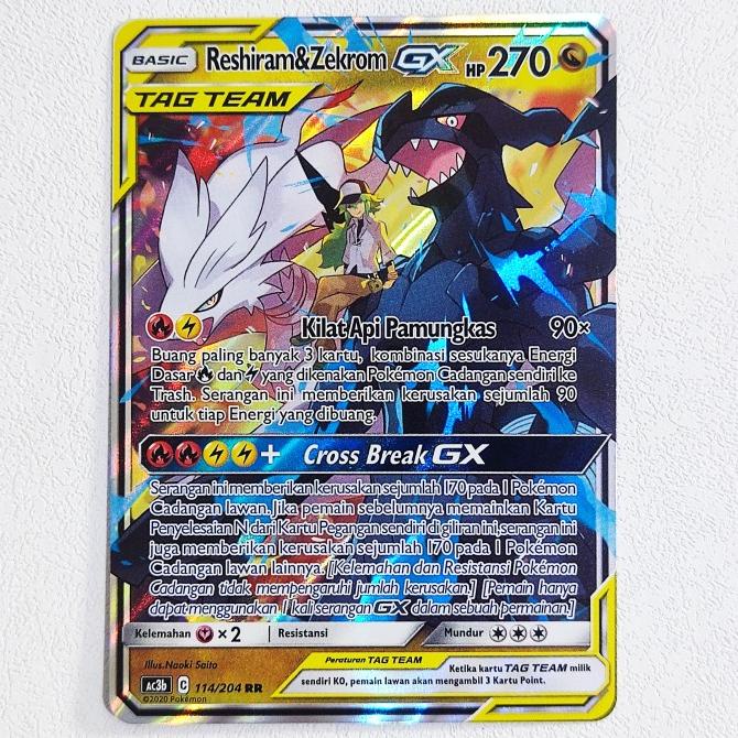 Reshiram & Zekrom GX Tag Team 114/204 AC3b - Indonesian Pokemon Card | Shopee Singapore