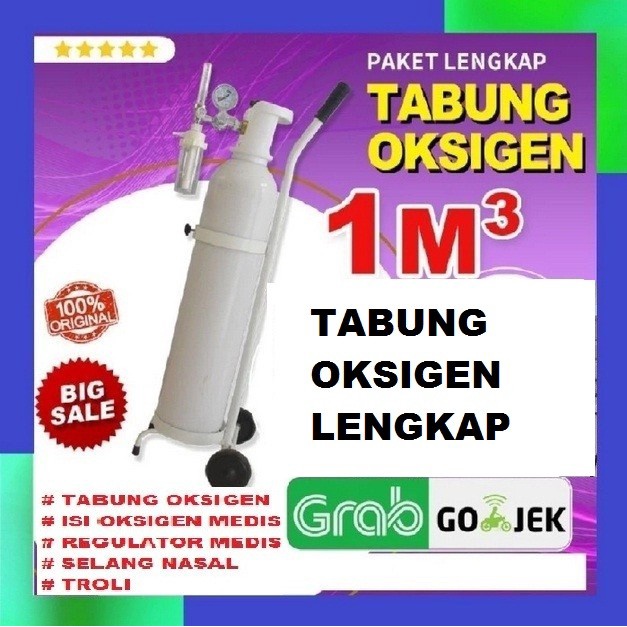 Complete Oxygen Cylinder 1M3 (Tube, Fill, Regulator, Trolley, Hose ...