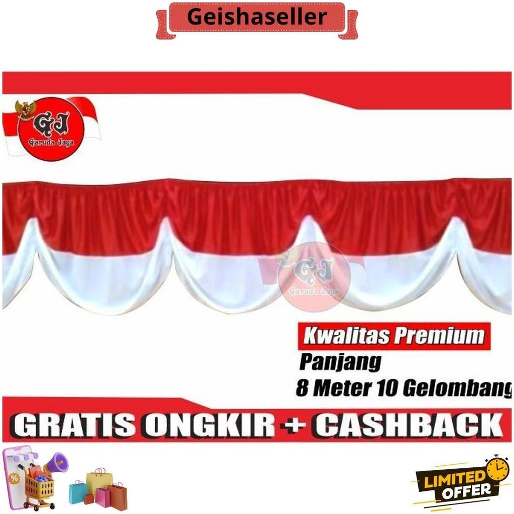 PUTIH MERAH Plain BACKGROUND FLAG / RED AND WHITE FLAG / UMBUL UMBUL ...