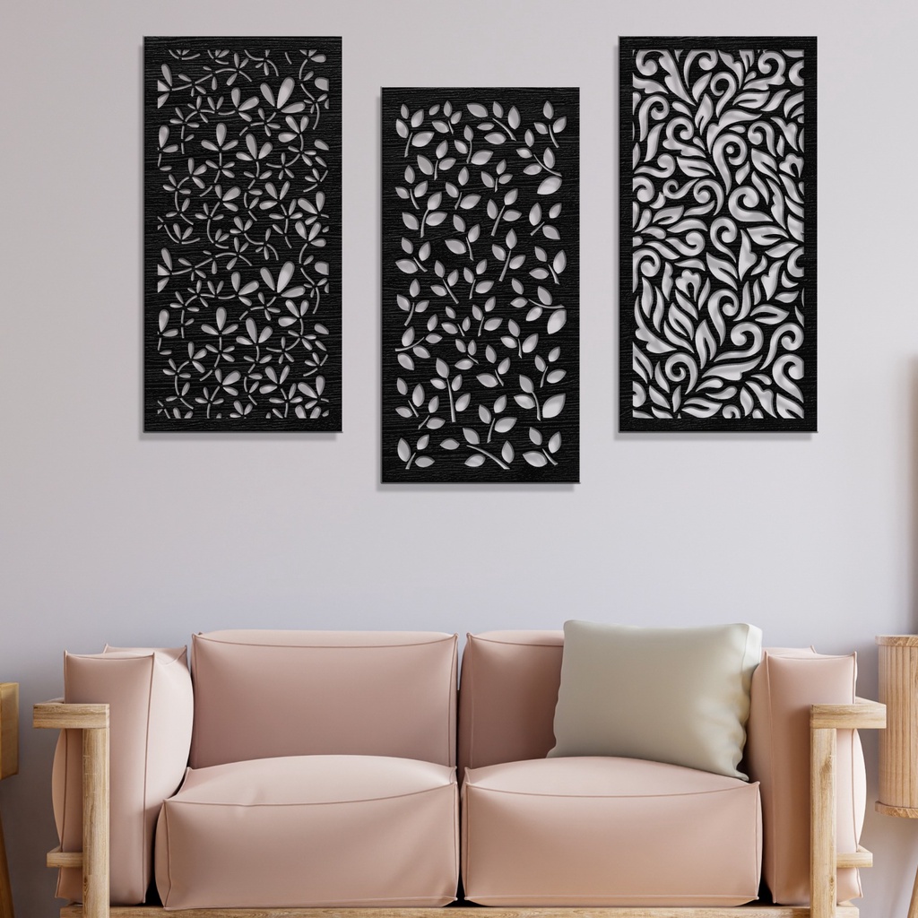 HIASAN DINDING Floral Pattern Wall Decoration Laser Cut Aesthetic ...