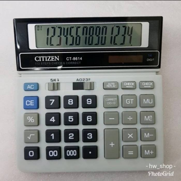 Citizen Ct 8614 Check Correct Recheck Calculator 14 Digit Large Lcd ...