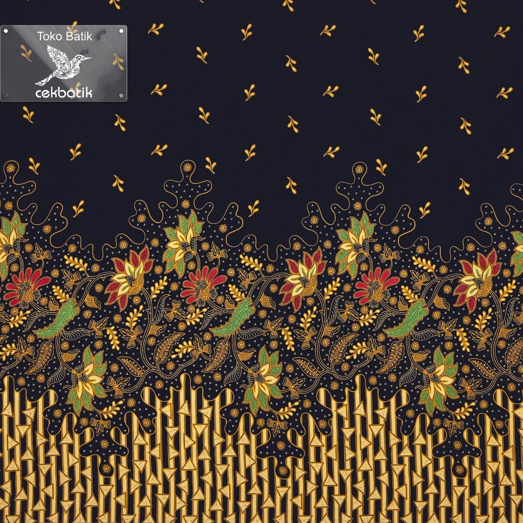 Batik Fabric - Special Modern Javanese SOGAN Rice Flower Motif, Longer ...