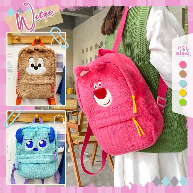 Disney Plushie Backpack Lotso Monster Character Inc Pooh Chipmunk Cute ...