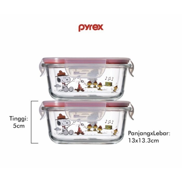 Pyrex Snoopy Food Container - Snoppy Glass Lunch Box Contains 2 Pcs ...