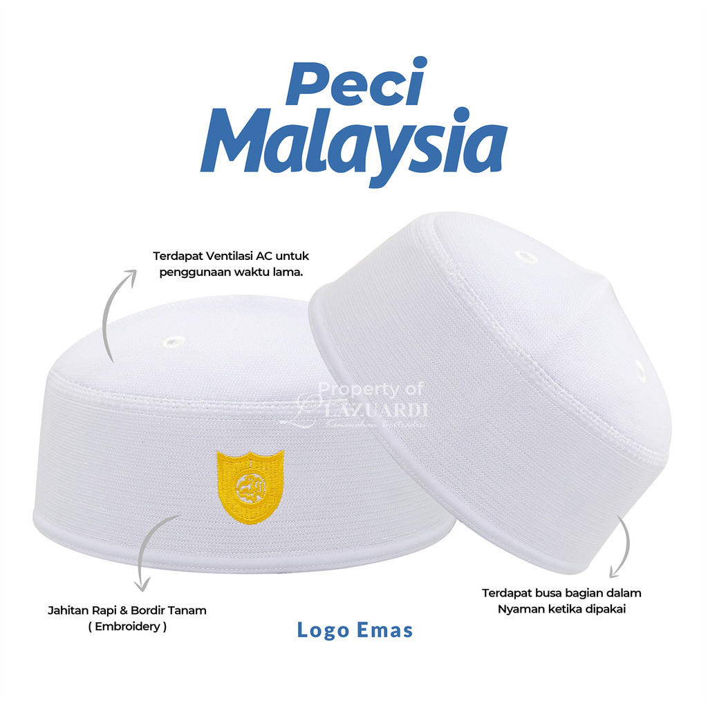 Lazuardi Peci Songkok Malaysia Gold Logo | Shopee Singapore