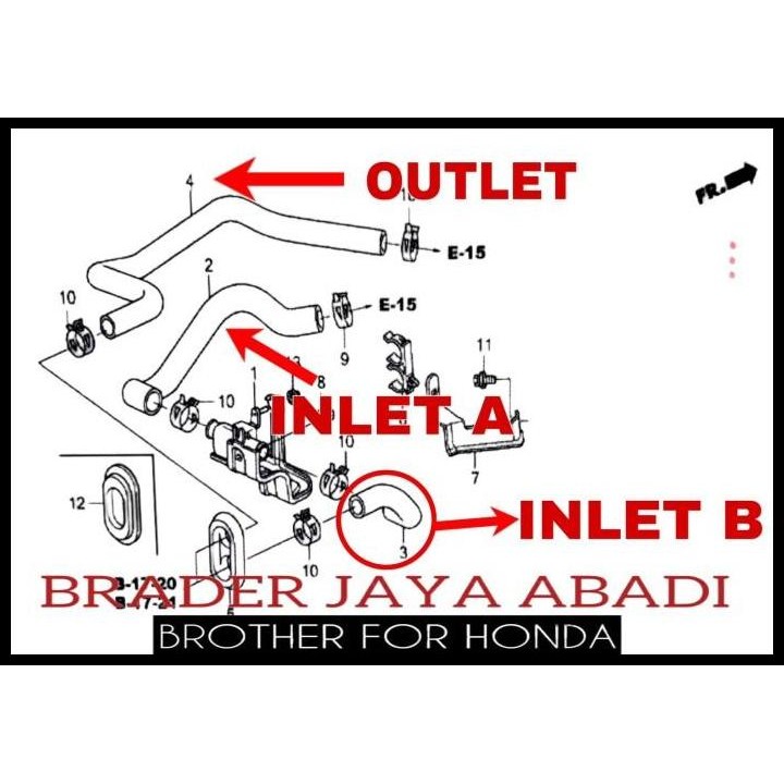 HOSE a B WATER INLET OUTLET VALVE HEATHER CRV GEN 3 RE1 RE3 2400 2.4 CC ...