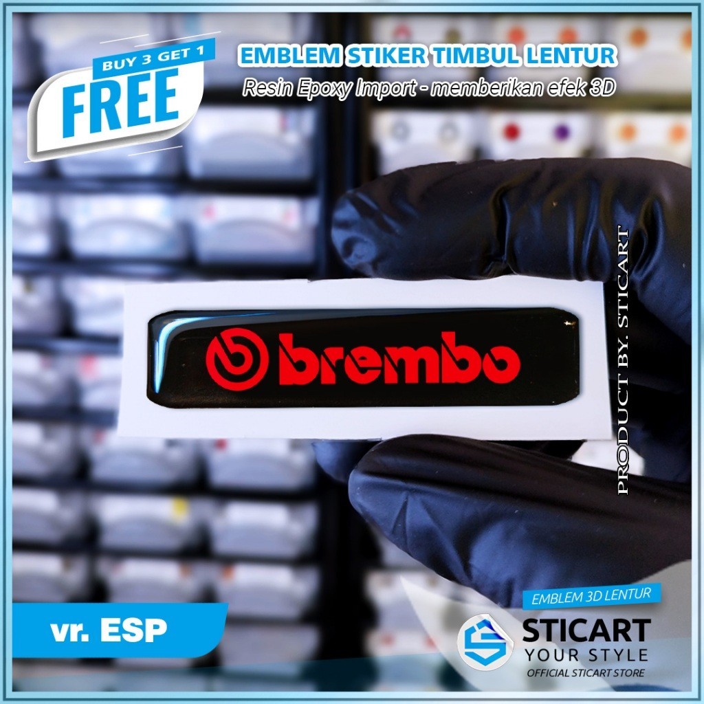 BREMBO embossed EMBLEM MOTORCYCLE STICKER ESP BOX FILTER 3D EMBLEM ...