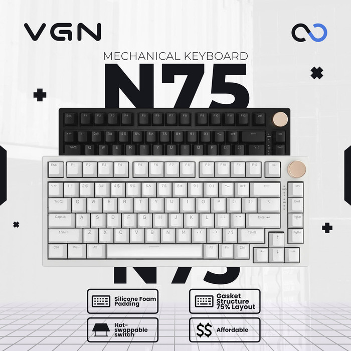 Vgn N75 / N-75 NON-RGB Hotswap Gasket Mount 75% Mechanical Keyboard | Shopee Singapore