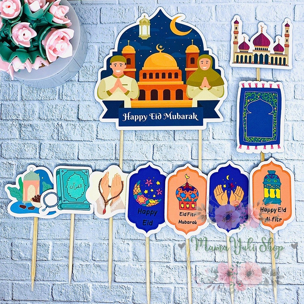 Cake Topper Cake Decoration with RAMADHAN motif Eid al-Fitr Topper 2 ...