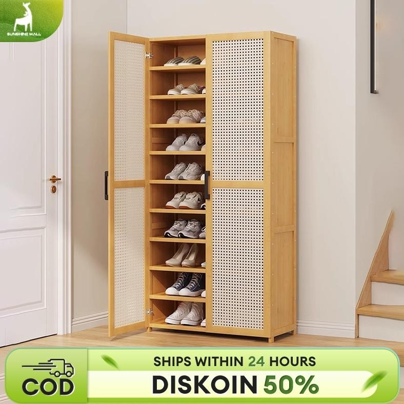 KAYU Closed Shoe Cabinet Wooden Stacking Shoe Rack Aesthetic Minimalist ...