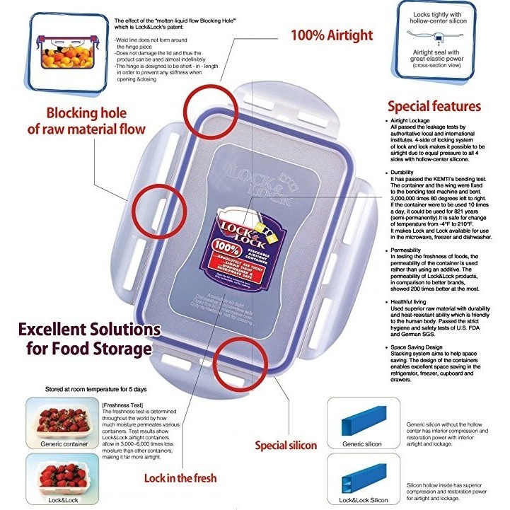 Lock & Lock Food Container Rectangular 550Ml Hpl815 | Shopee Singapore