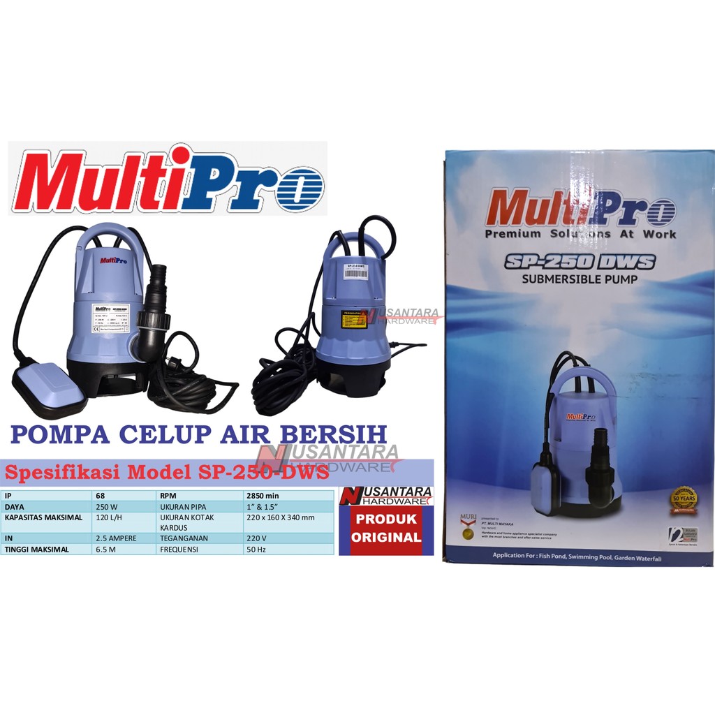Multipro automatic dirty water submersible pump sp 250 dws, koi pond ...