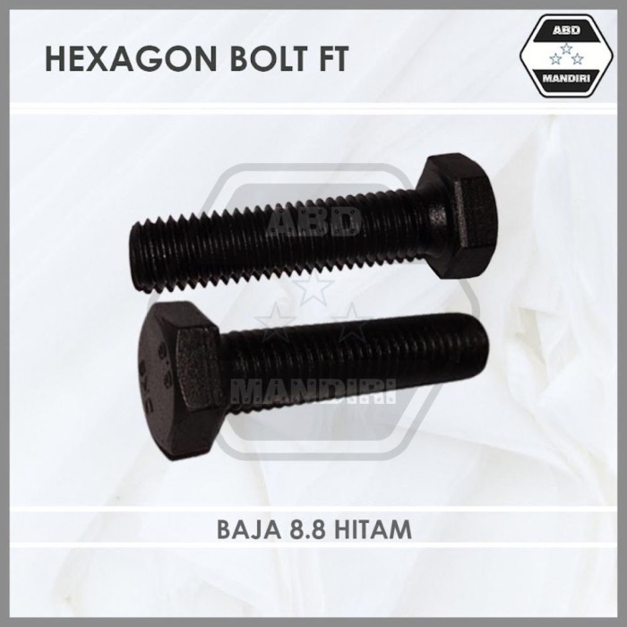 Black Steel 8.8 Smooth Thread Hexagon Bolt M12 X 35 (Black Hex Bolt ...