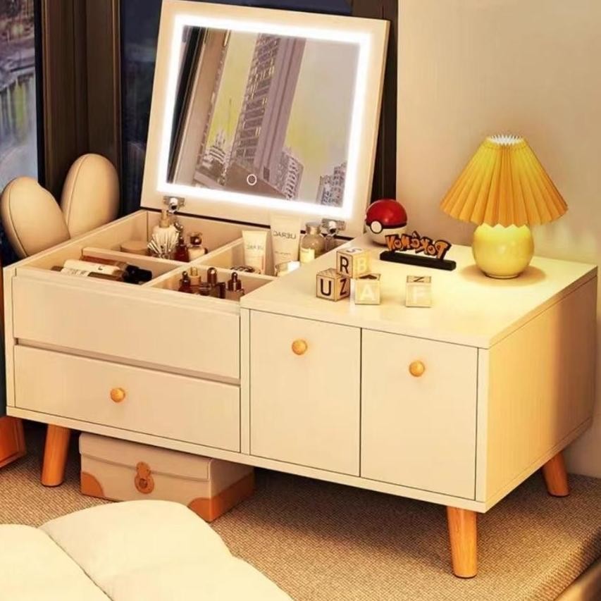 LED Light Dressing Table Dressing Table Cosmetic Shelf Modern Mini ...