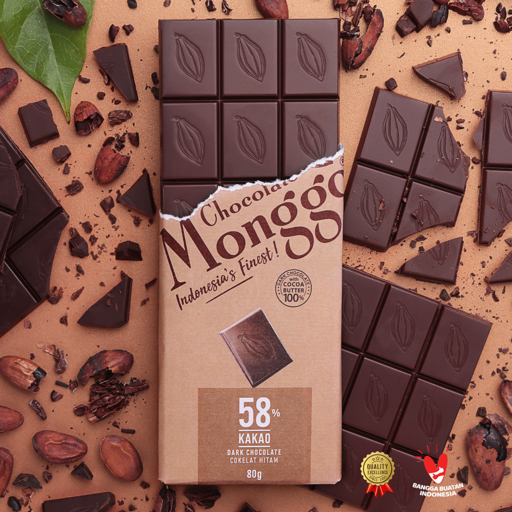 Chocolate Monggo | Dark Chocolate 58% Cocoa 80g | Pure Chocolate 100% ...