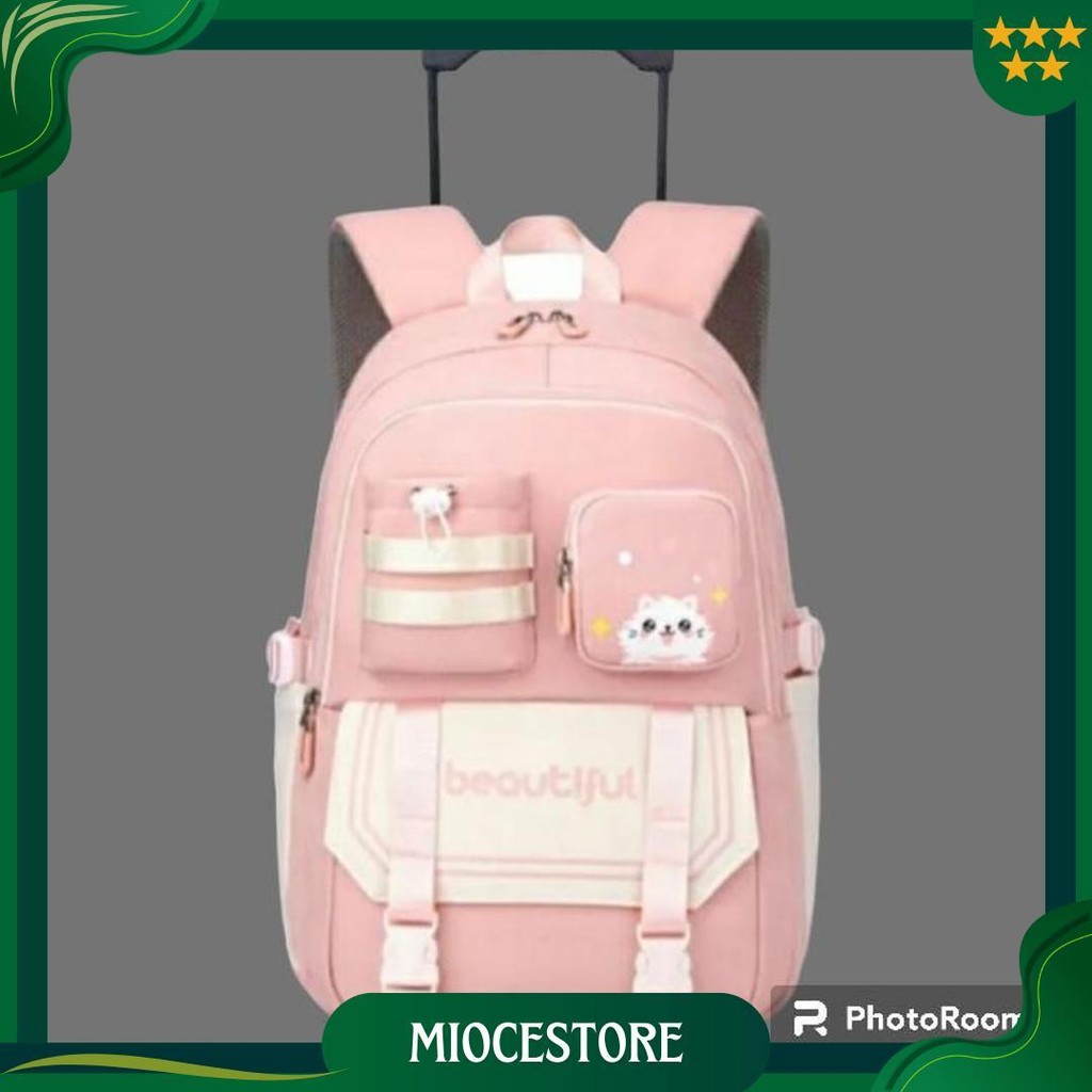 Dbs Beautiful Push Bag Trolly Backpack with Wheels for Elementary ...