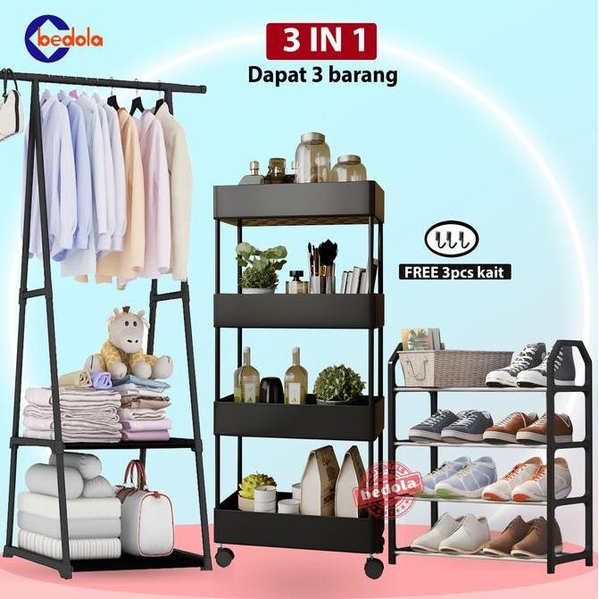 Bedola combo 3 in 1 (COD) triangle clothes rack + square multi-purpose ...