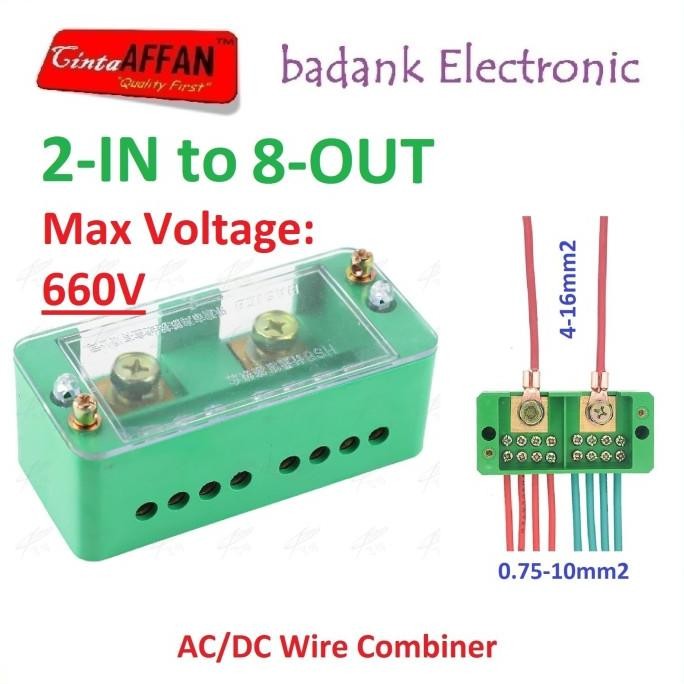 NEWEST - AC/DC Wire Combiner (2-IN to 8-OUT) Junction Box Solar Panel ...