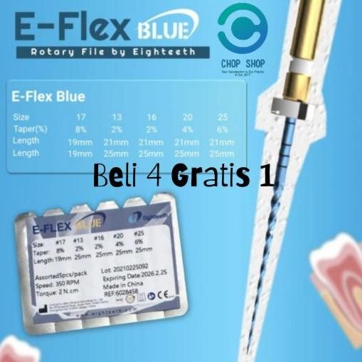 ORIGINAL QUALITY E-FLEX BLUE ROTARY FILE EFLEX BLUE EFLEX ENDODONTIC ...