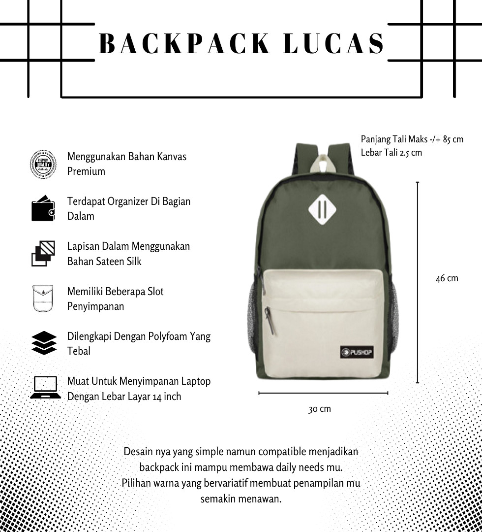 Pushop Lucas Backpack | Backpack Backpack | Shopee Singapore