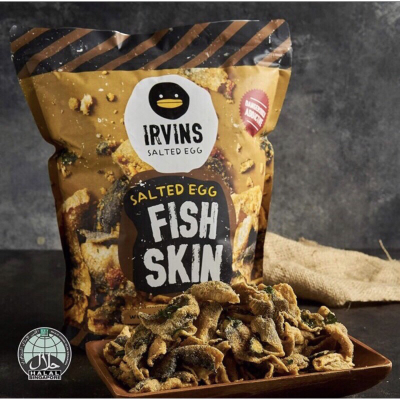 Irvins SALTED EGG FISH SKIN 230grm/IRVINS SALTED EGG SALMON SKIN 105grm ...
