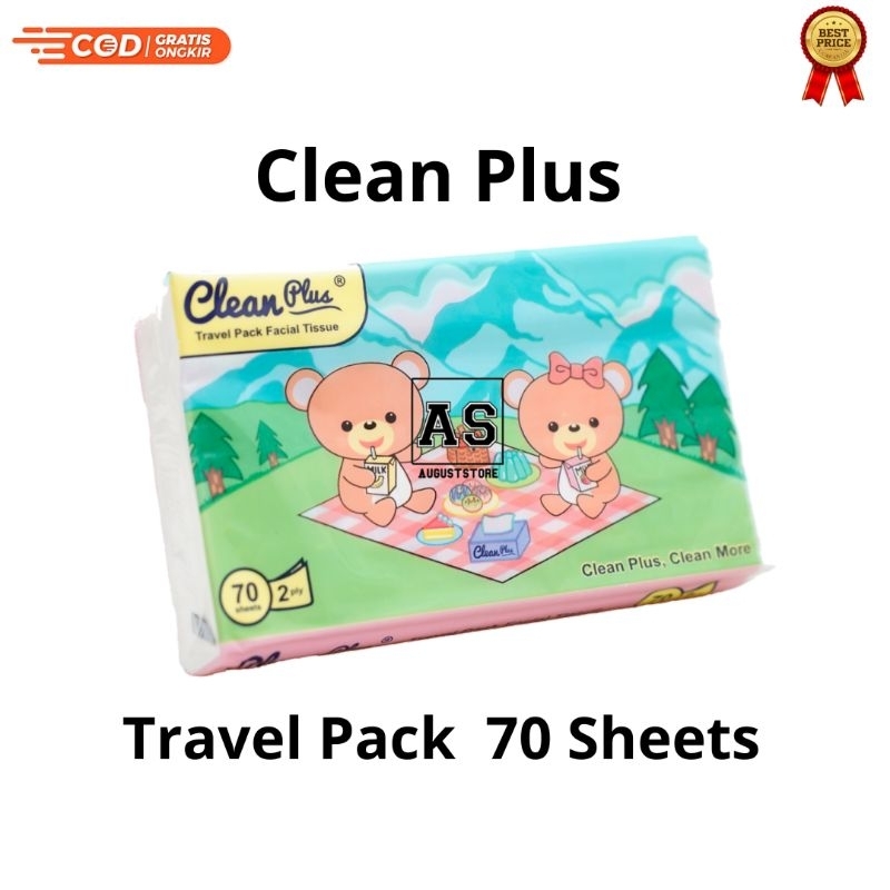 Clean Plus Travel Pack Tissue Contains 70 Sheets / 2 Ply / Travel ...