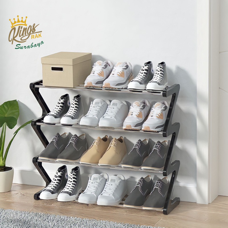 4 Layer Portbale Shoe Rack Minimalist 4 Layer ZigZag Shoe Rack ...