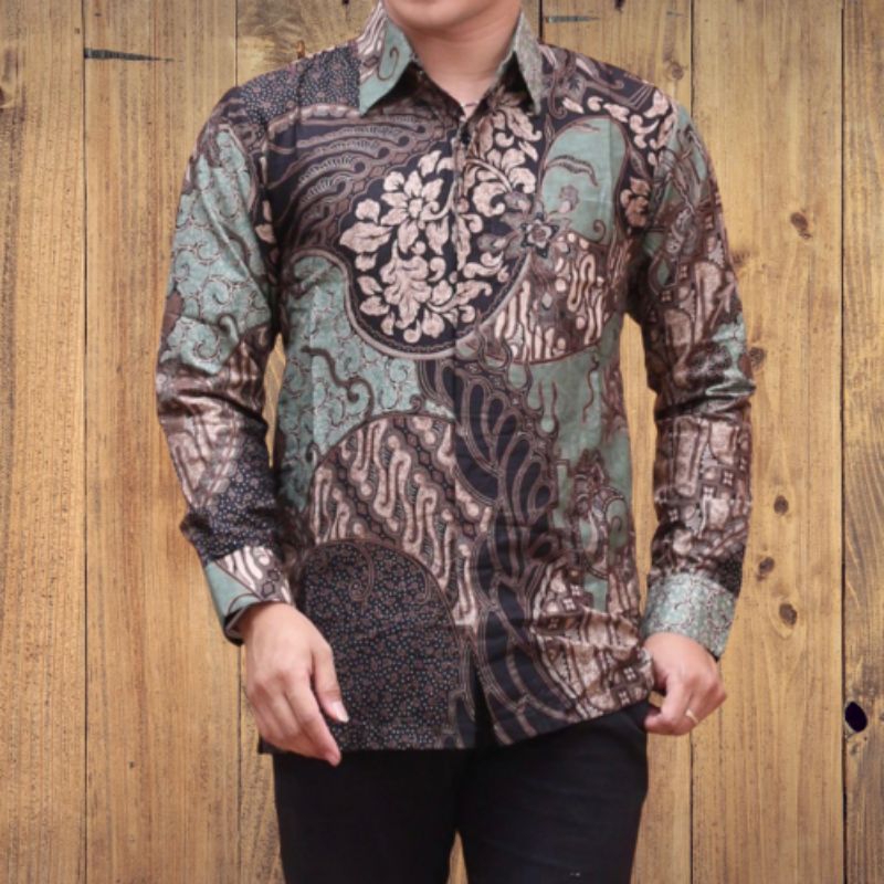 KEMEJA Original soft ijo old pattern shirt arta batik super modern men ...