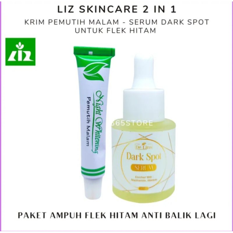 HITAM Liz Skincare Package Anti Black Spots 2 in 1 Night Whitening ...