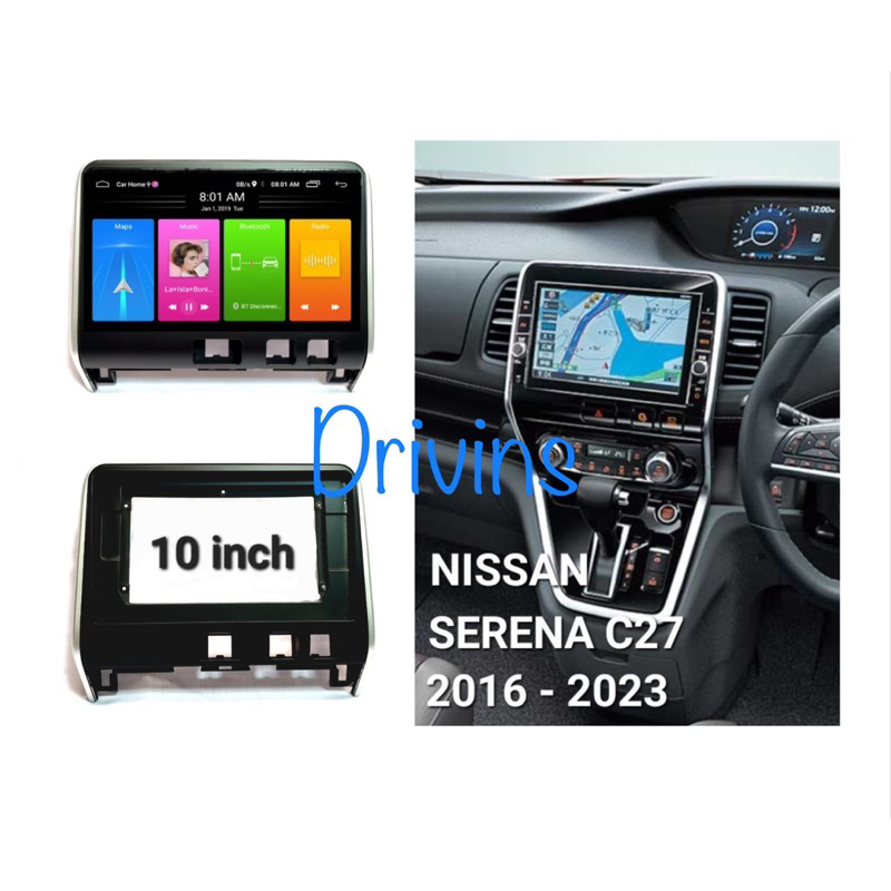 Nissan Serena C27 10" Inch Double Din Android Head Unit Frame 2016-2023 ...